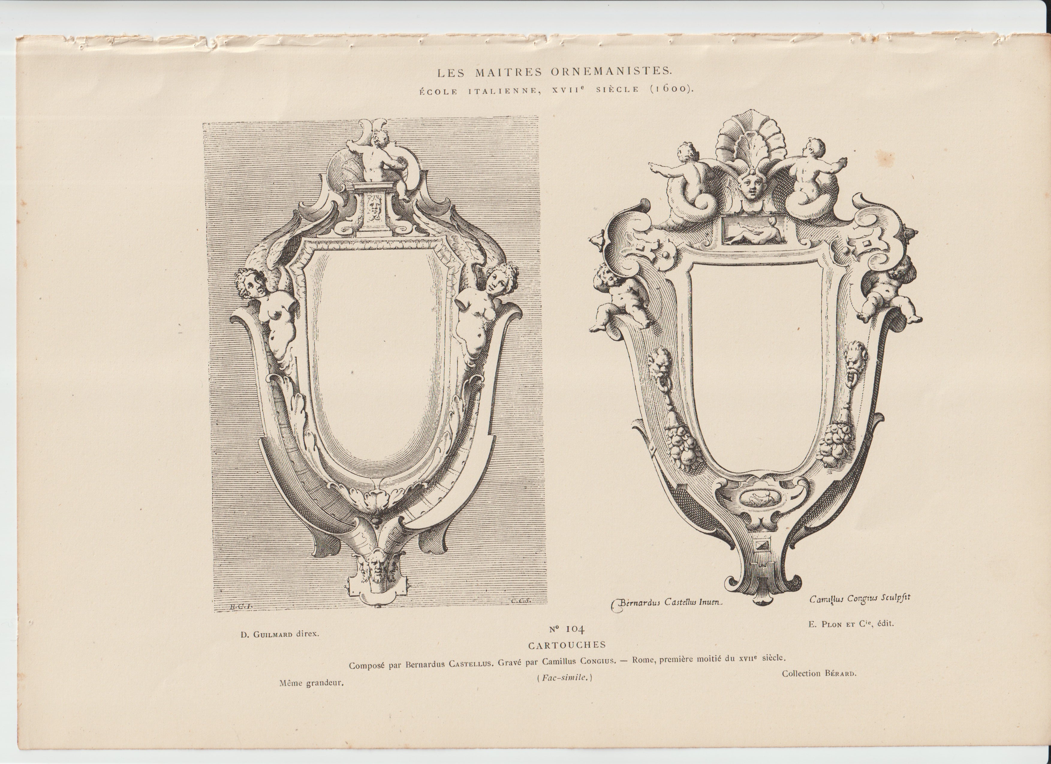 Les Maîtres Ornemanistes, No. 104, “Cartouches,” Italian School, 17th ...