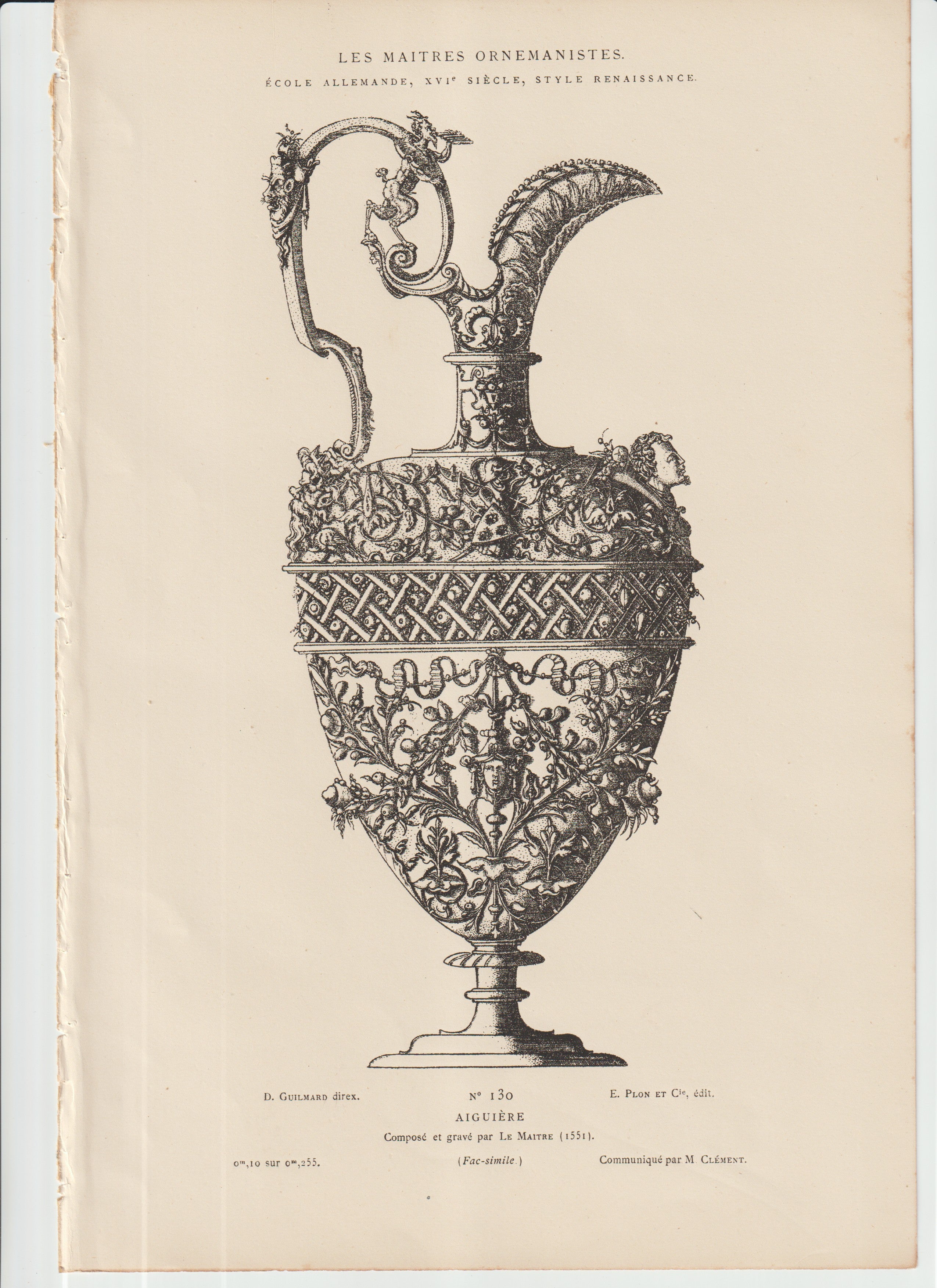 “1551 Renaissance Aiguière Engraving — Les Maîtres Ornemanistes, Germa ...