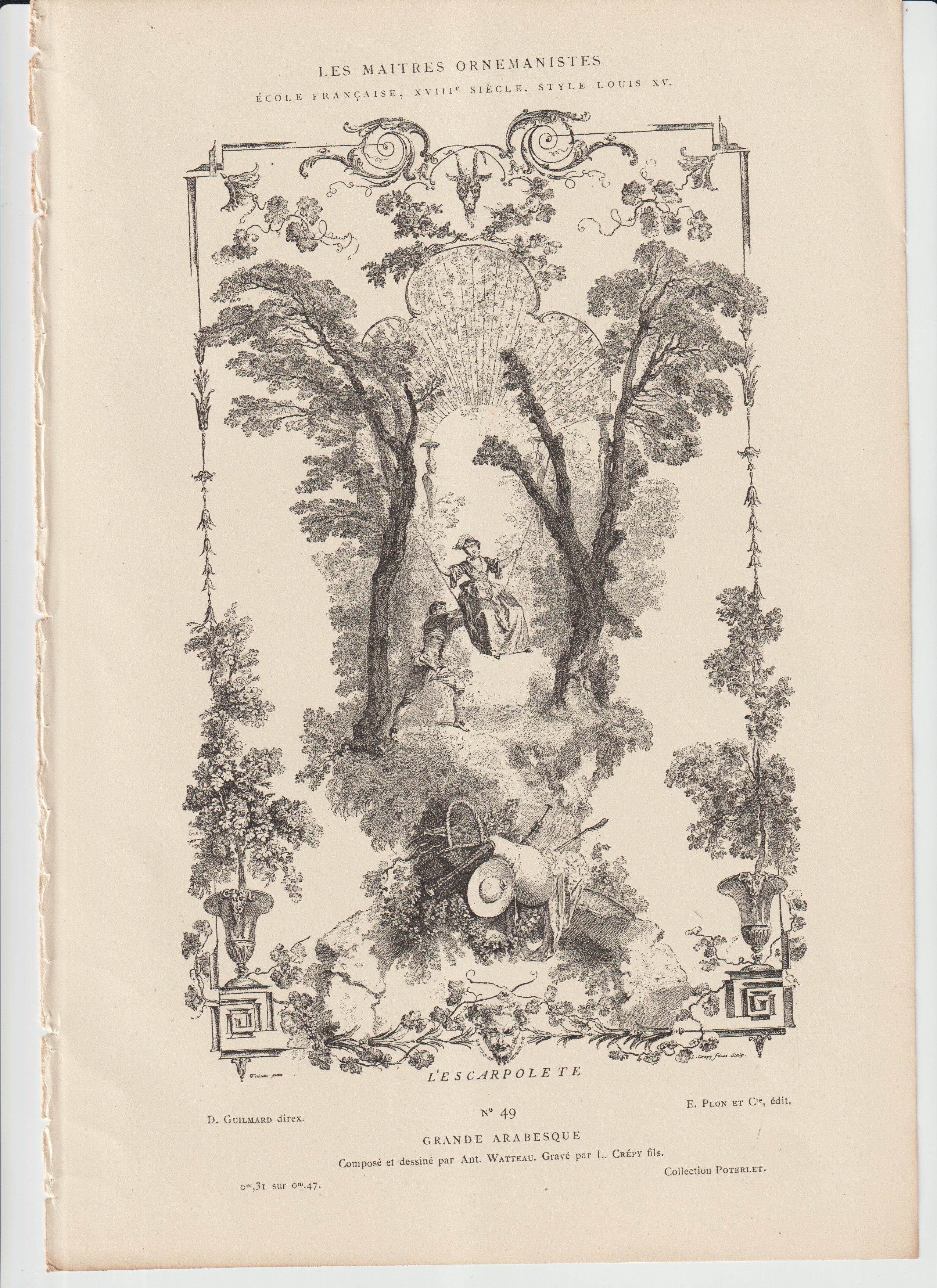 “Les Maîtres Ornemanistes No.49 — L’Escarpolette — Watteau / Crépy Eng ...