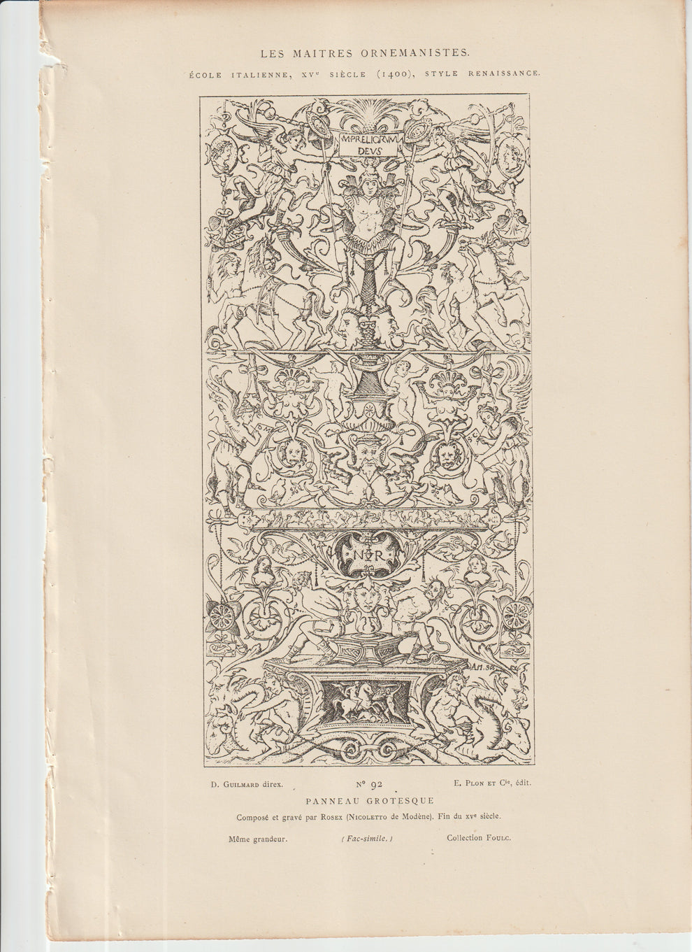 “Les Maîtres Ornemanistes Plate 92 — PANNEAU GROTESQUE — Roser (Niccol ...